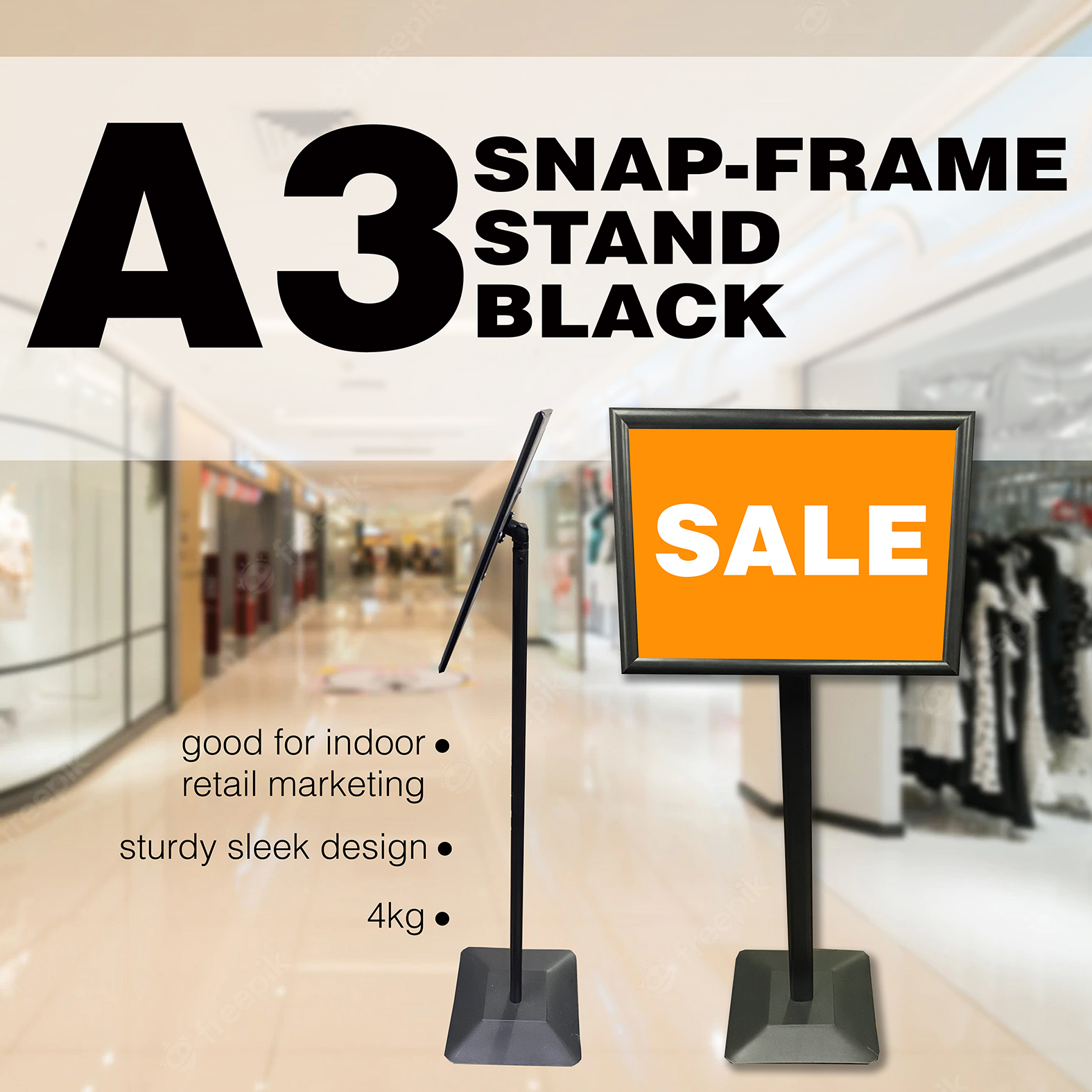 A3 Snap Frame Stand - BLACK | 121signs