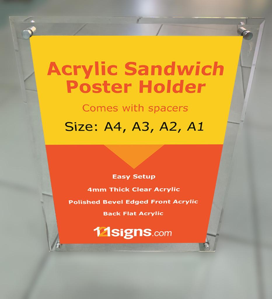 Acrylic Sandwich Poster Holder - A4 | 121signs