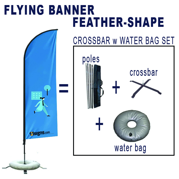 Fly-Flag Banner - FEATHER - CROSSBAR Water Bag Set | 121signs